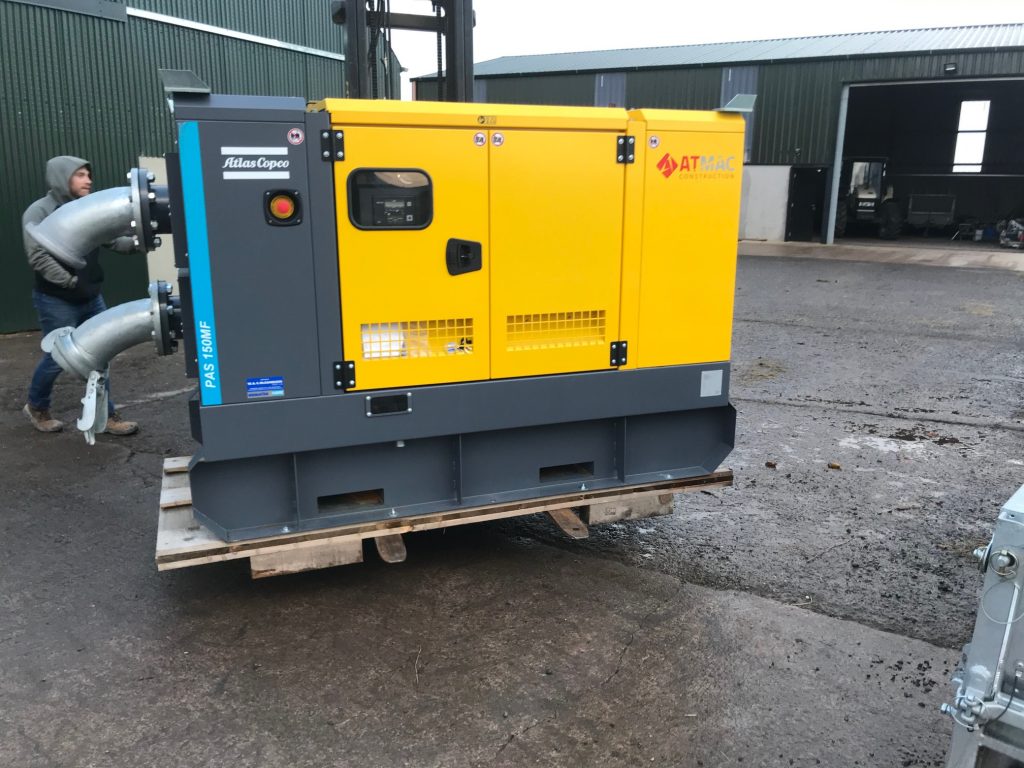 Atmac Construction receives Atlas Copco PAS150 Water Pump - WAC McCandless